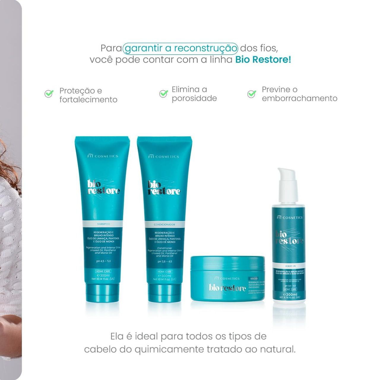 Kit Bio Restore Home Care 4x1 300ml Fit Cosmétics - Únika Hair Cosméticos