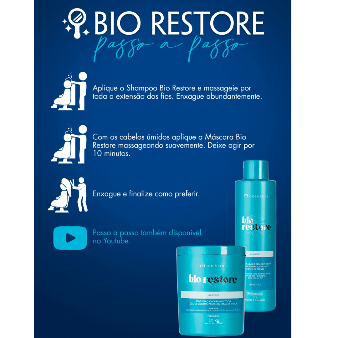 Shampoo Bio Restore 1L Fit Cosmétics - Únika Hair Cosméticos